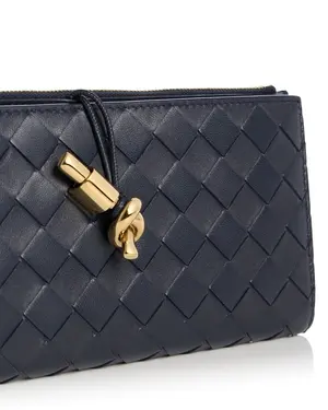 Bottega Veneta Andiamo Intrecciato Leather Wallet - Midnight/muse Brass