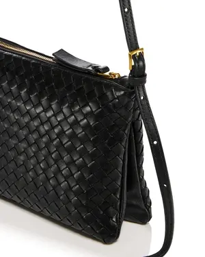 Bottega Veneta Gemellini Piccolo Pouch Intrecciato Leather Shoulder Bag - Black/brass/vibrato