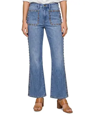 LIVERPOOL Hannah High Rise Studded Flare Leg Jeans - Bronzed Blue