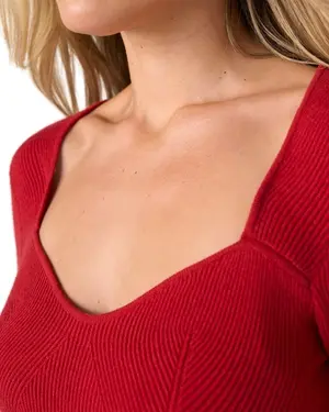 LIVERPOOL Sweetheart Neck Long Sleeve Ribbed Sweater