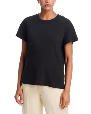 The Great. The Boxy Cotton Crewneck Tee - Almost Black