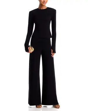 Norma Kamali Shoulder Pad Long Sleeve Crewneck Top
