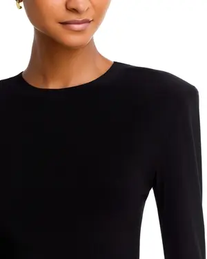 Norma Kamali Shoulder Pad Long Sleeve Crewneck Top