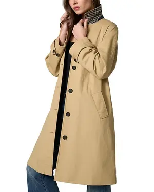 LIVERPOOL Pleat Back Raglan Sleeve Cotton Coat - Croissant