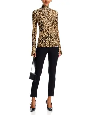 Norma Kamali Slim Fit Printed Turtleneck Top