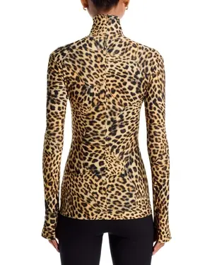 Norma Kamali Slim Fit Printed Turtleneck Top