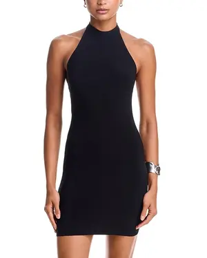 Norma Kamali Halter Back Tie Mini Dress