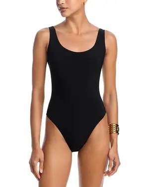 Norma Kamali Super Low Back Scoop Neck One Piece Swimsuit - Black