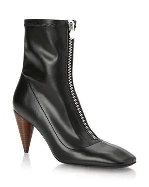 Stella McCartney Zip Front Cone Heel Ankle Boot - Black