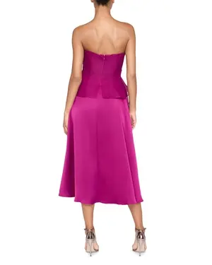 Theia Strapless Rosette Dress
