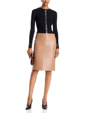 COURREGES Contrasted Vinyl Rib Knit Cardigan - Black