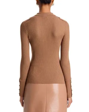 COURREGES Rib Knit Long Sleeve Polo Sweater