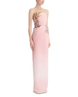 Oscar De La Renta Strapless Beaded Gown