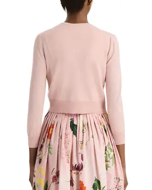 Oscar De La Renta Wool Crewneck Cardigan Sweater