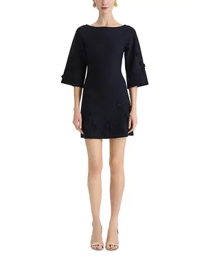 Oscar De La Renta Wool Blend Mini Dress - Navy