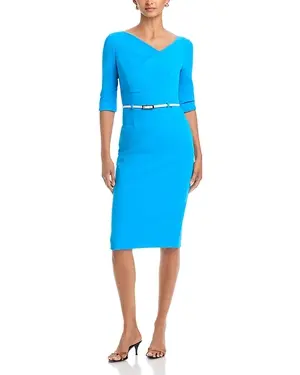 Black Halo Three Quarter Sleeve Jackie O Sheath Dress