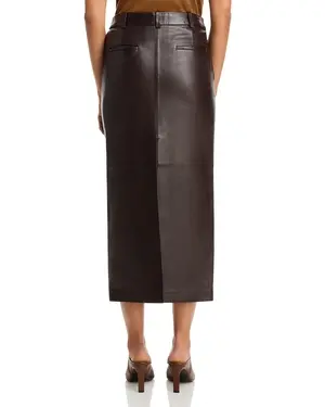 Co Double Slit Leather Pencil Skirt