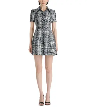 Oscar De La Renta Collared Slubby Tweed Dress