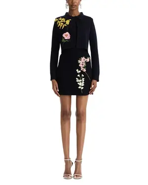 Oscar De La Renta Wool Embroidered Knit Jacket