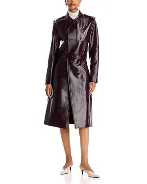 COURREGES Vinyl Faux Leather Trench Coat - Burnt Red