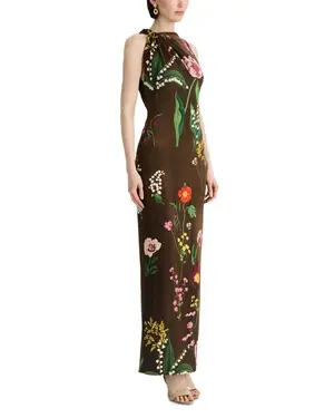 Oscar De La Renta Mixed Botanical Milano Jersey Day Dress