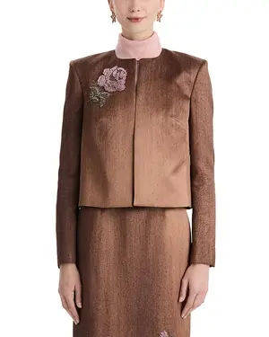 Oscar De La Renta Embellished Satin Jacket