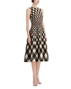 Oscar De La Renta Argyle Degrade Wool Blend Day Dress