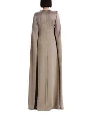Oscar De La Renta Cutout Intarsia Leaves Embellished Caftan