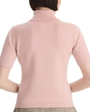 Oscar De La Renta Foldover Turtleneck Short-sleeve Top