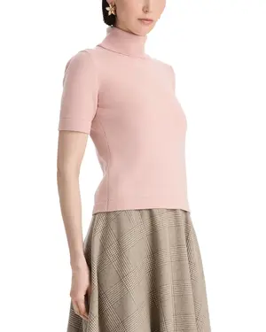 Oscar De La Renta Foldover Turtleneck Short-sleeve Top