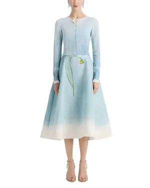 Oscar De La Renta Flower Button Printed Cardigan