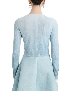 Oscar De La Renta Flower Button Printed Cardigan