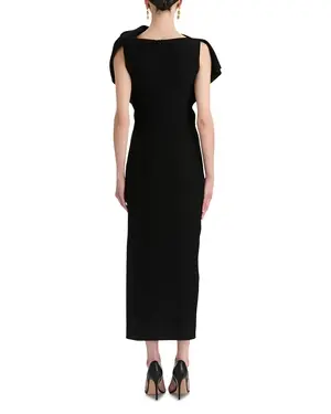 Oscar De La Renta Drape Neck Slim Knit Dress