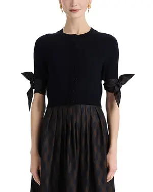 Oscar De La Renta Argyle Tie Knit Cardigan - Navy