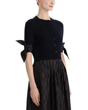 Oscar De La Renta Argyle Tie Knit Cardigan