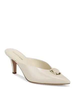 Veronica Beard Rochelle Suede High Heel Mules With Cabochon Embellishment - Limestone