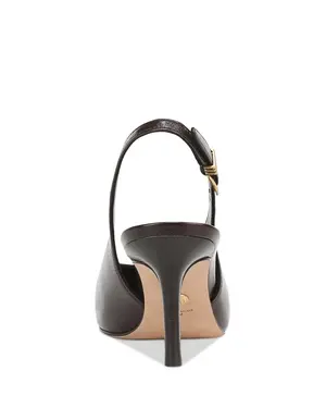 Veronica Beard Luciana Leather Slingbacks - Burgundy