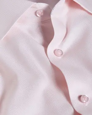 David Donahue Trim Fit Herringbone Contrast Dress Shirt