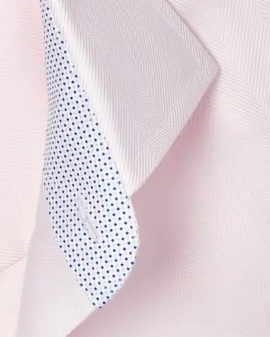 David Donahue Trim Fit Herringbone Contrast Dress Shirt