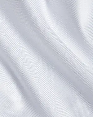 David Donahue Trim Fit Herringbone Contrast Dress Shirt - White