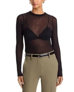 ANINE BING Tiana Crewneck Cotton Blend Sweater - Black