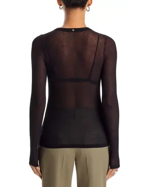 ANINE BING Tiana Crewneck Cotton Blend Sweater