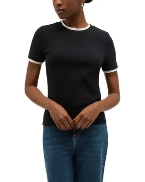 HOBBS LONDON Kali Ribbed Cotton Stretch Top - Navy Ivory