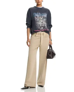 ANINE BING Miles Leopard Graphic Cotton Sweatshirt