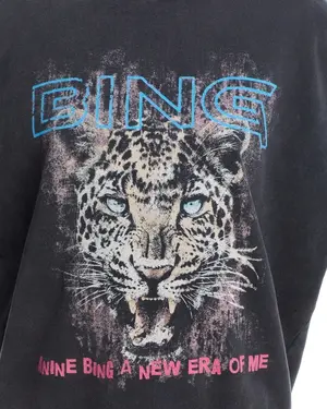 ANINE BING Miles Leopard Graphic Cotton Sweatshirt