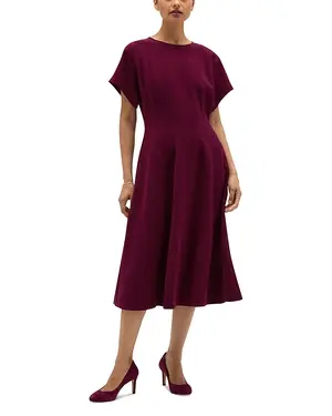 HOBBS LONDON Melina Cap Sleeve Midi Dress - Warm Plum