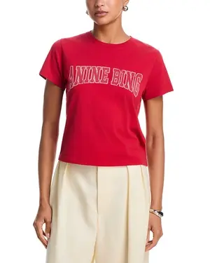 ANINE BING Shelley Logo Cotton Tee - Red