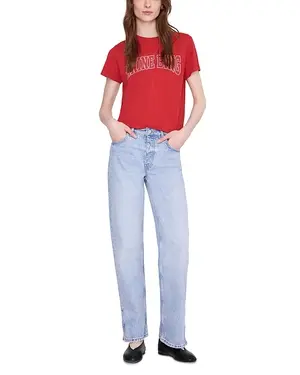 ANINE BING Shelley Logo Cotton Tee - Red