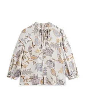 HOBBS LONDON Malia Printed Tie Neck Blouse