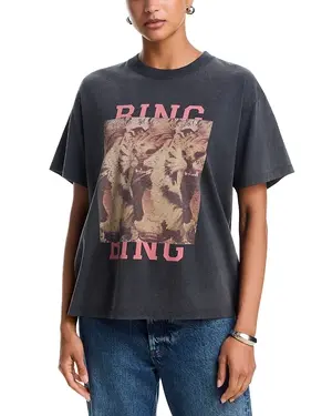 ANINE BING Cade Tiger Bing Graphic Cotton Tee - Black